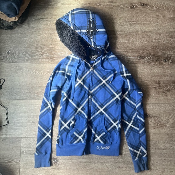 Fox | Tops | Rare Vintage Blue Plaid Fox Racing Zip Up Jacket | Poshmark